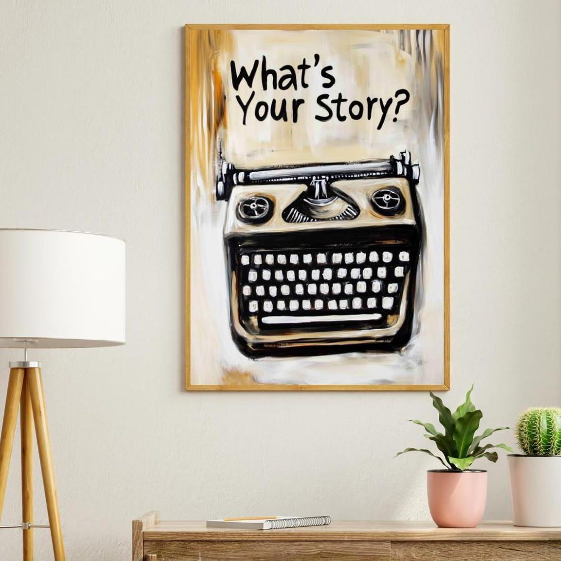 Modroom Typewriter Painting Bookish Wall Art, What'S Your Story English ...