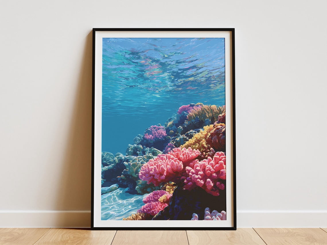 Modroom Underwater Coral Reef Panorama Poster Tropical Ocean Art Print ...