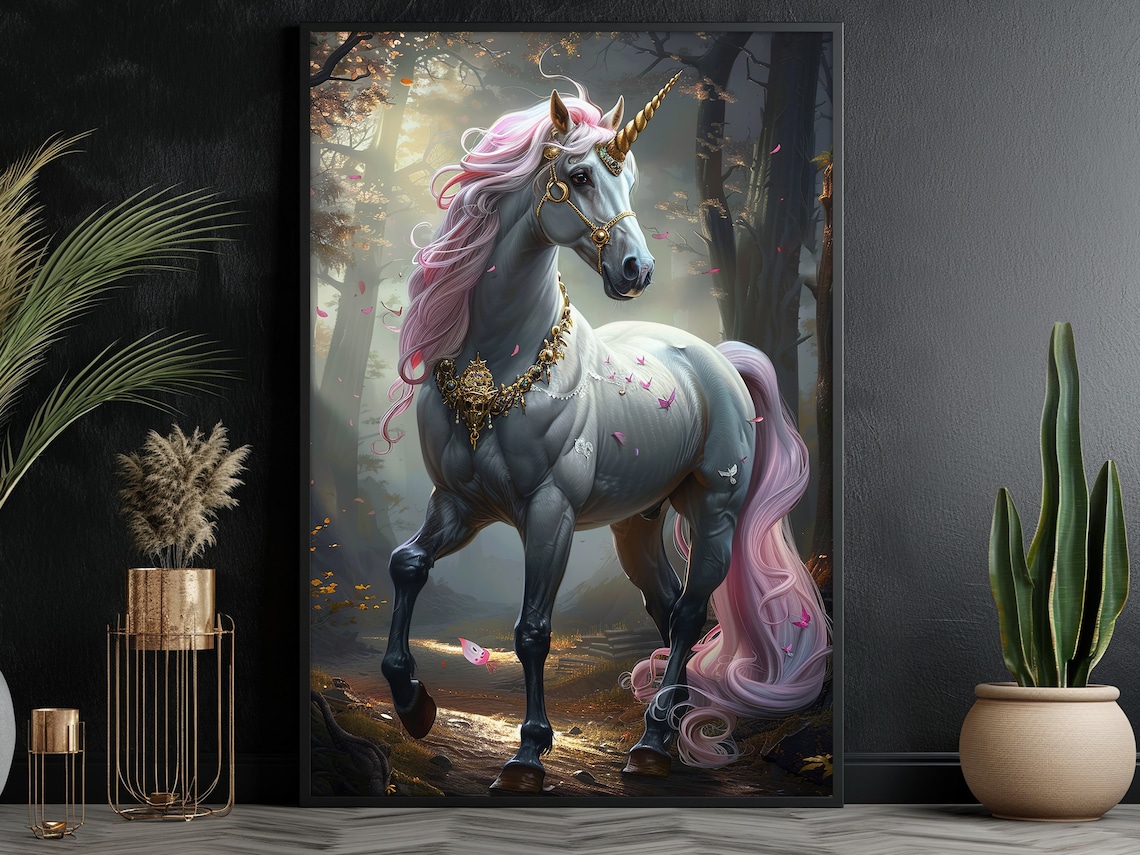Modroom Unicorn Princess Poster, Mythical Animal Wall Art, Fantasy ...