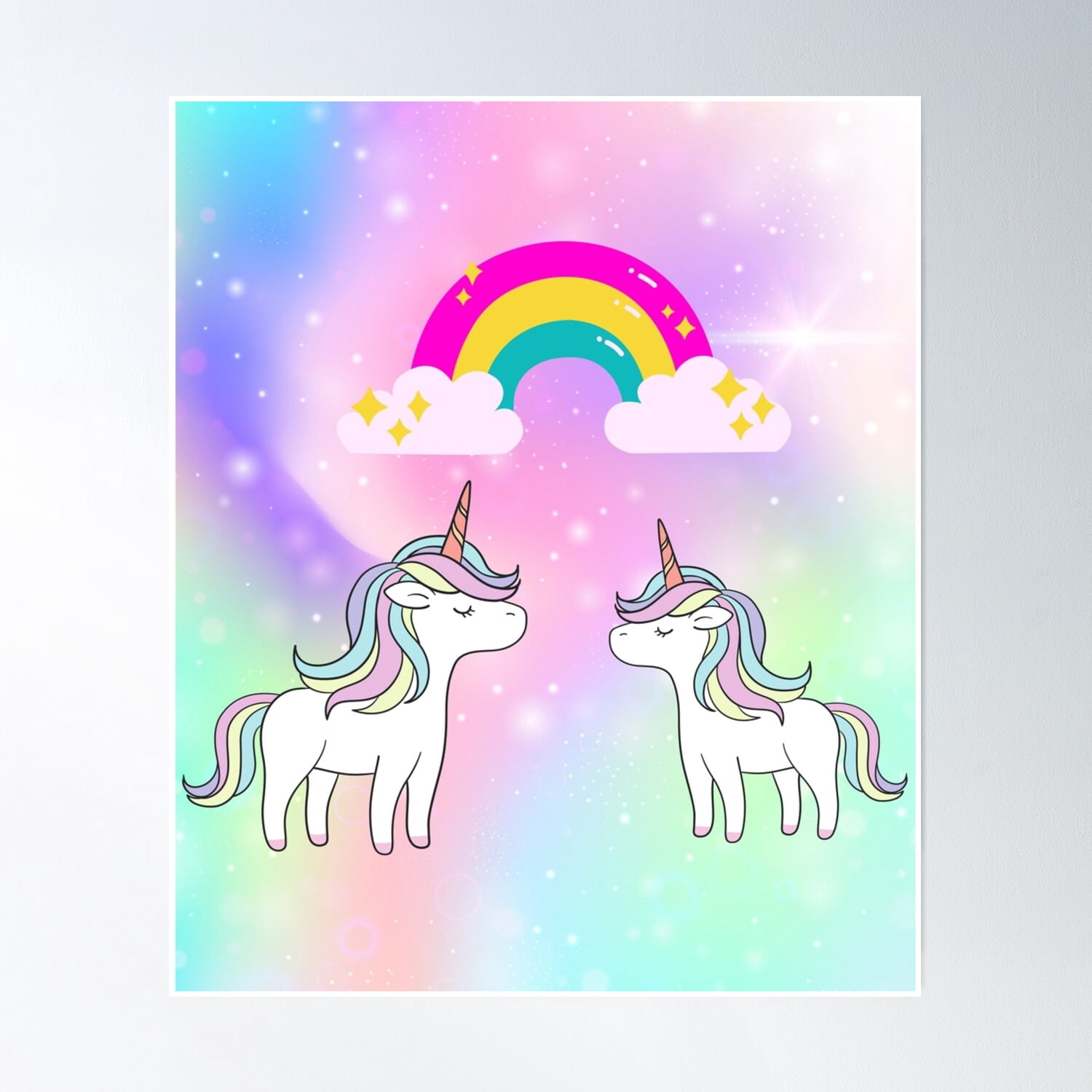 Modroom Unicorns And Rainbows Poster Wall Art, Modern Wall Decor, 24x36 ...