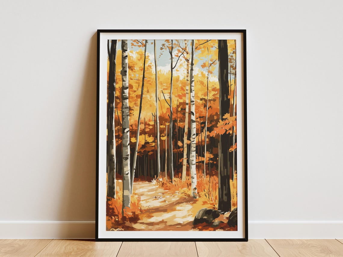 Modroom Vermont Fall Forest Poster Autumn Landscape Print Travel Poster ...