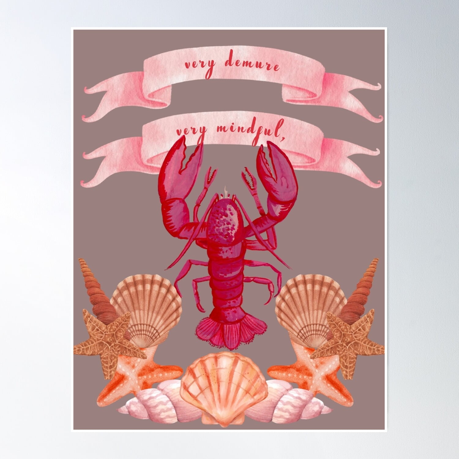 Modroom "Very Demure, Very Mindful" Lobster | Quirky Coastal Art By ...