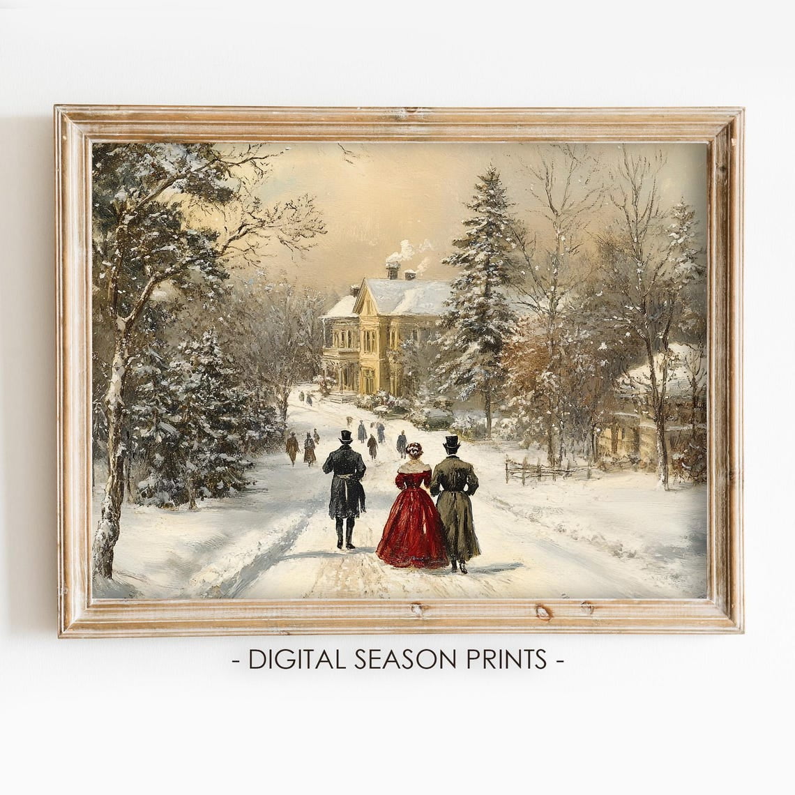 Modroom Victorian Winter, Snowy Landscape, Winter Town Scene Print ...
