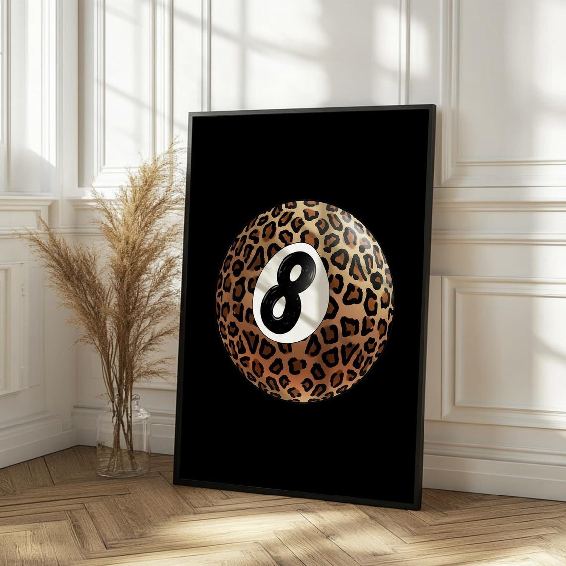 Modroom Vintage 8 Pool Ball Print, Funky Hand-Drawn Wall Art, Trendy ...