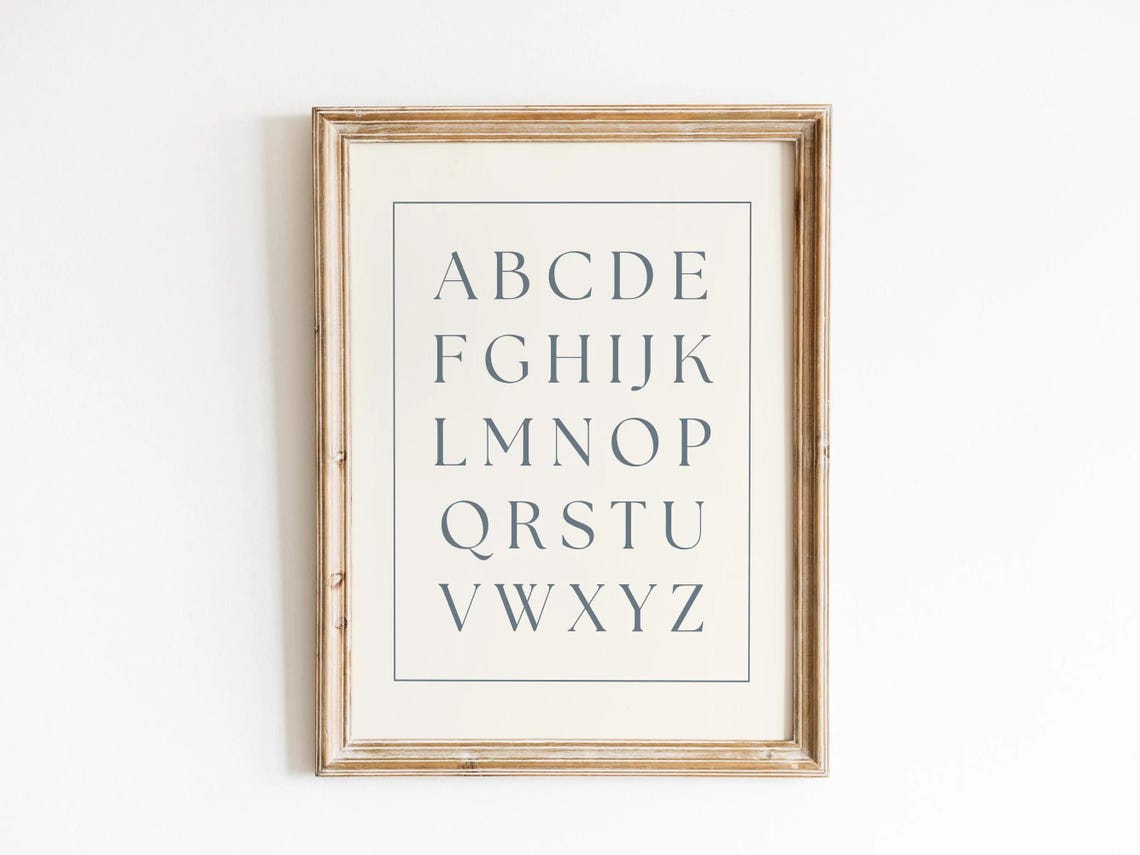 Modroom Vintage Alphabet Nursery Poster Navy Blue ABC Wall Art Poster ...