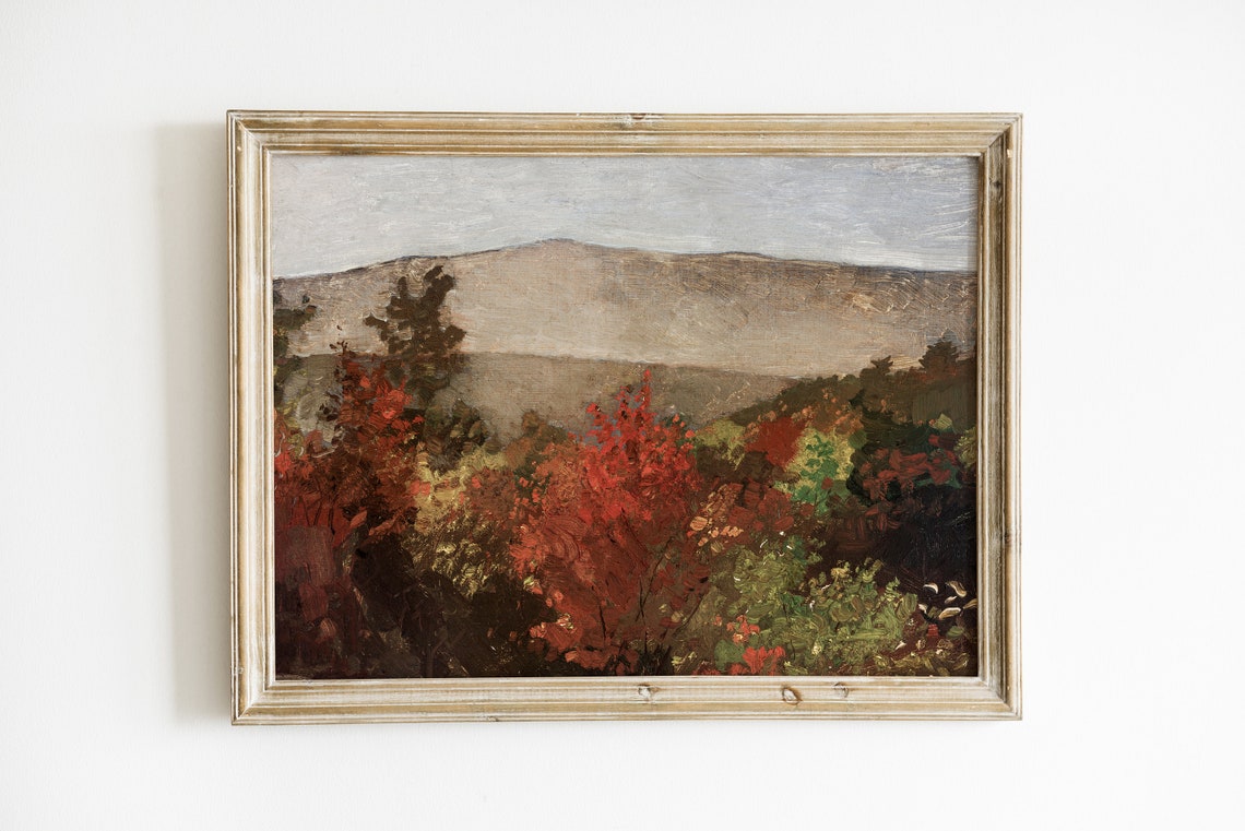Modroom Vintage Autumn Forest Landscape | Fall Tree Painting | Antique ...