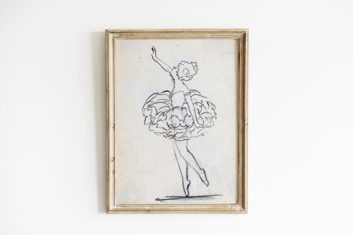 Modroom Vintage Ballet Dancer Study | Sketch Drawing | Antique ...