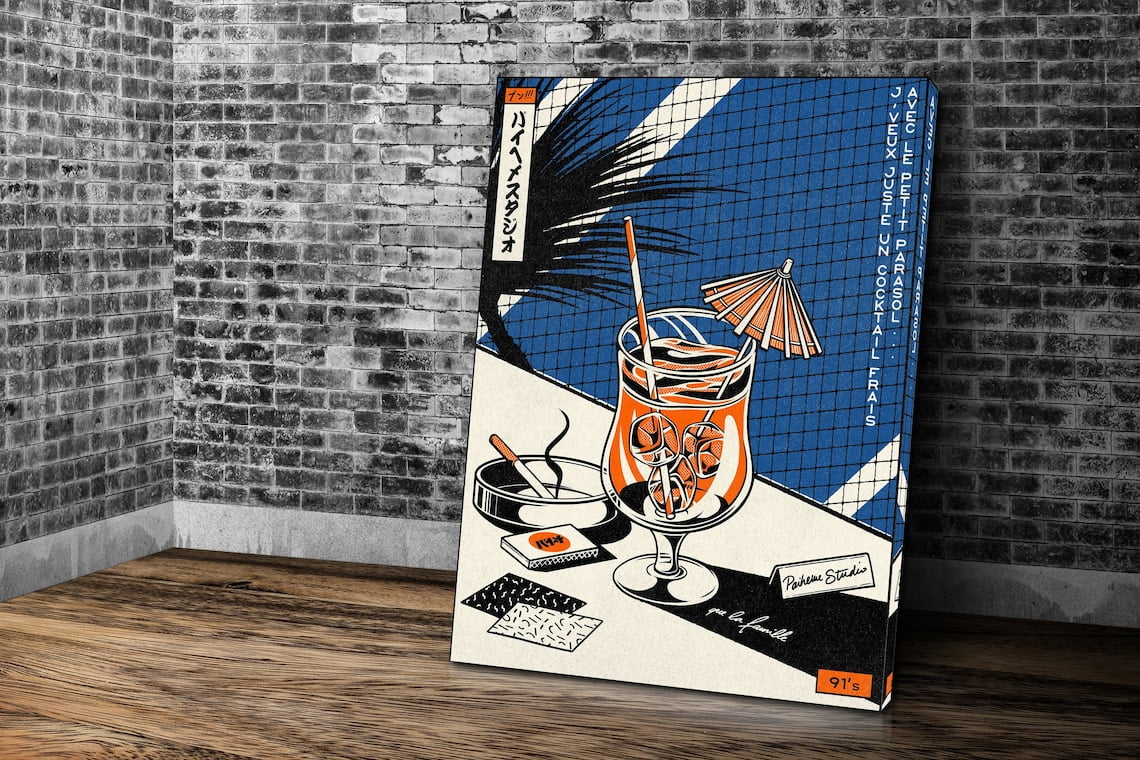 Modroom Vintage Bar Poster Wall Art, Colorful Japanese Cocktail Poster ...