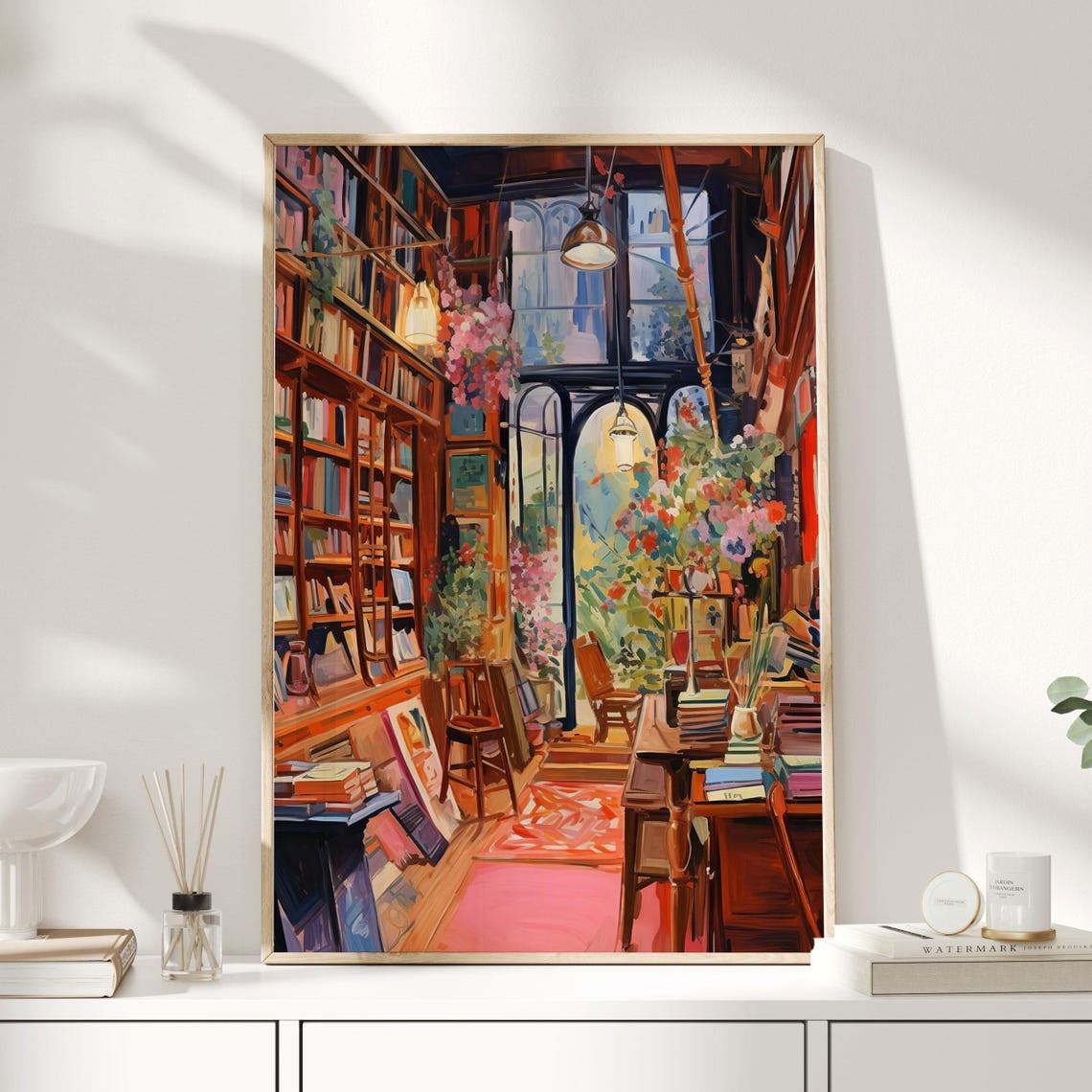Modroom Vintage Book Store Poster, Book Shop Print, Book Lovers Gift ...