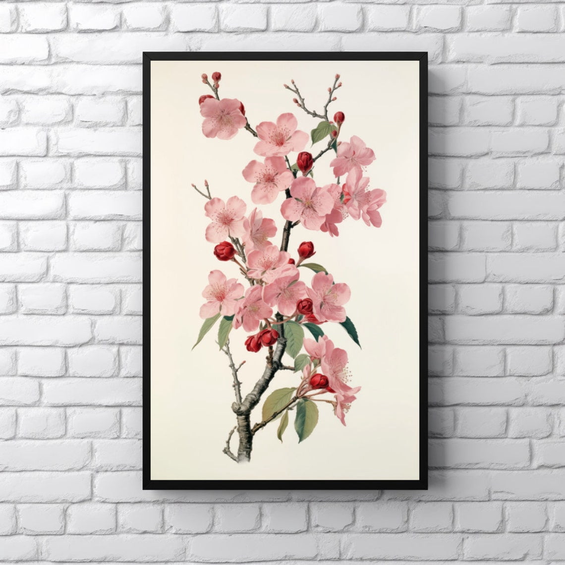 Modroom Vintage Cherry Blossom Print Japanese Floral Wall Art, Sakura ...