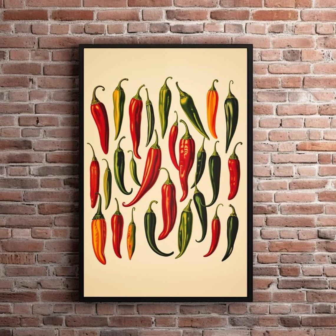 Modroom Vintage Chili Pepper Print Chilies Artwork, Chile Painting ...