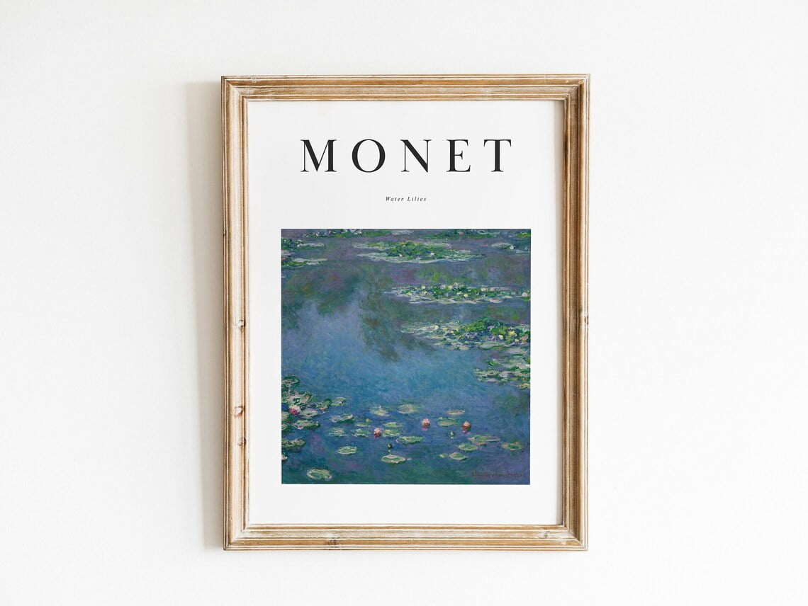 Modroom Vintage Claude Monet Museum Exhibition Poster, Blue Water ...