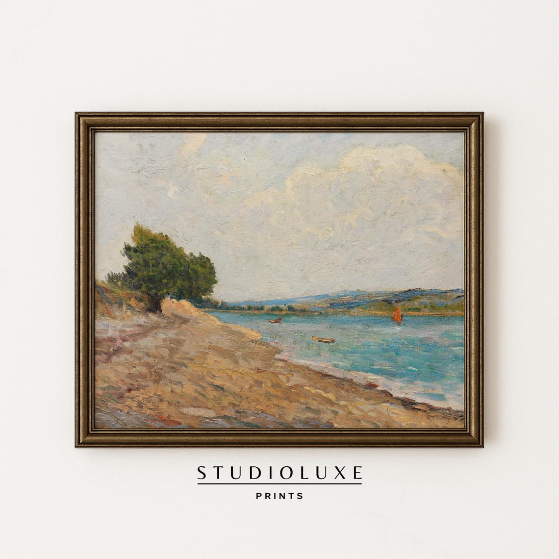 Modroom Vintage Coastal Shoreline Print | Impressionist Beach Landscape ...