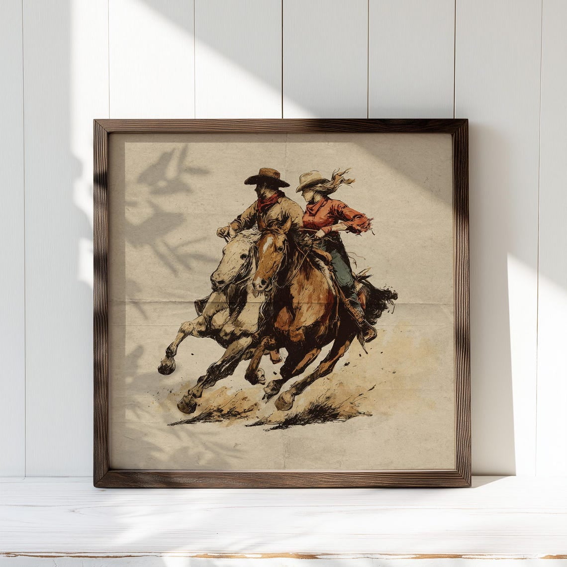 Modroom Vintage Cowboy Rodeo Print Western Square Poster Cowgirl Wall ...