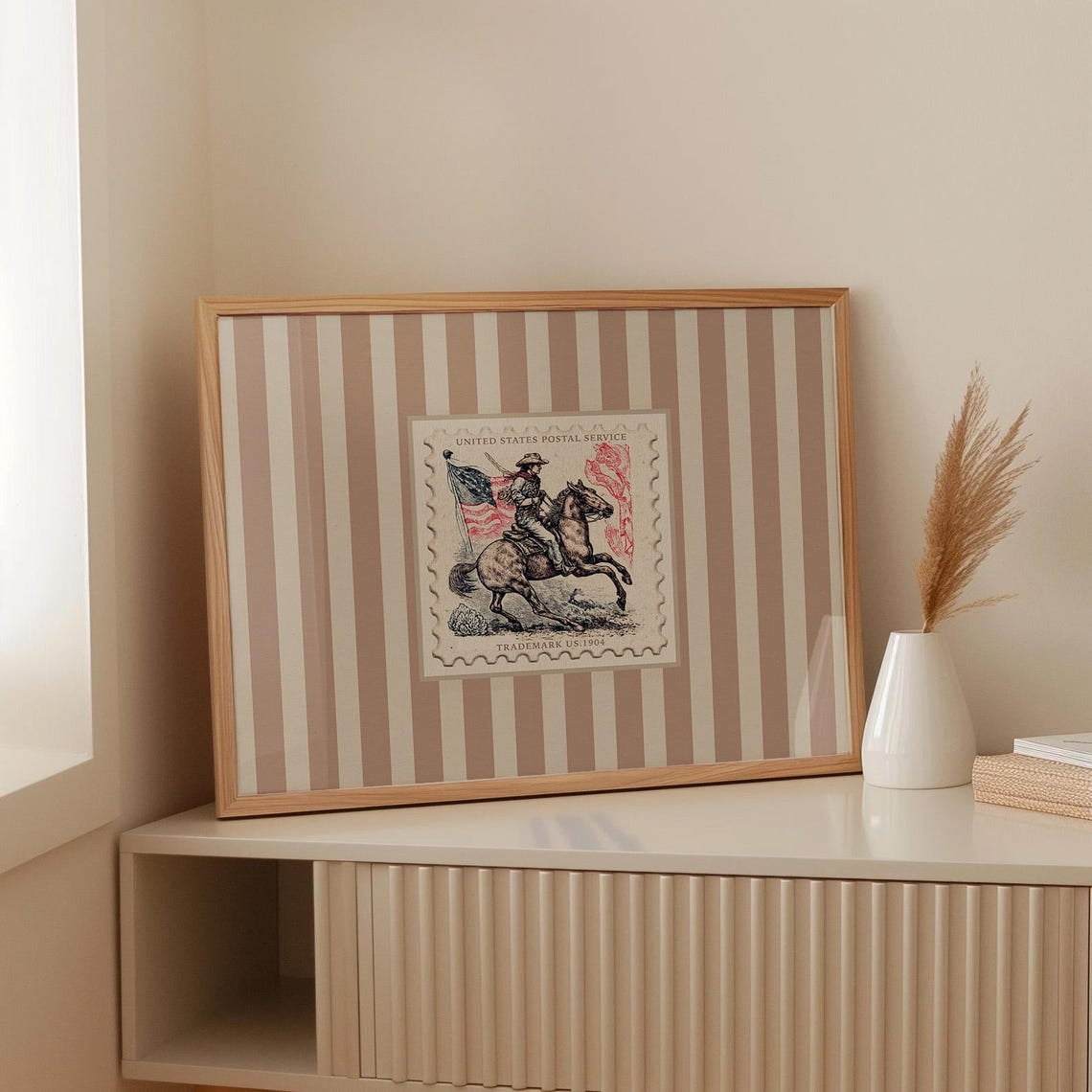 Modroom Vintage Cowboy Stamp Print Western Home Decor Rustic Mid West ...