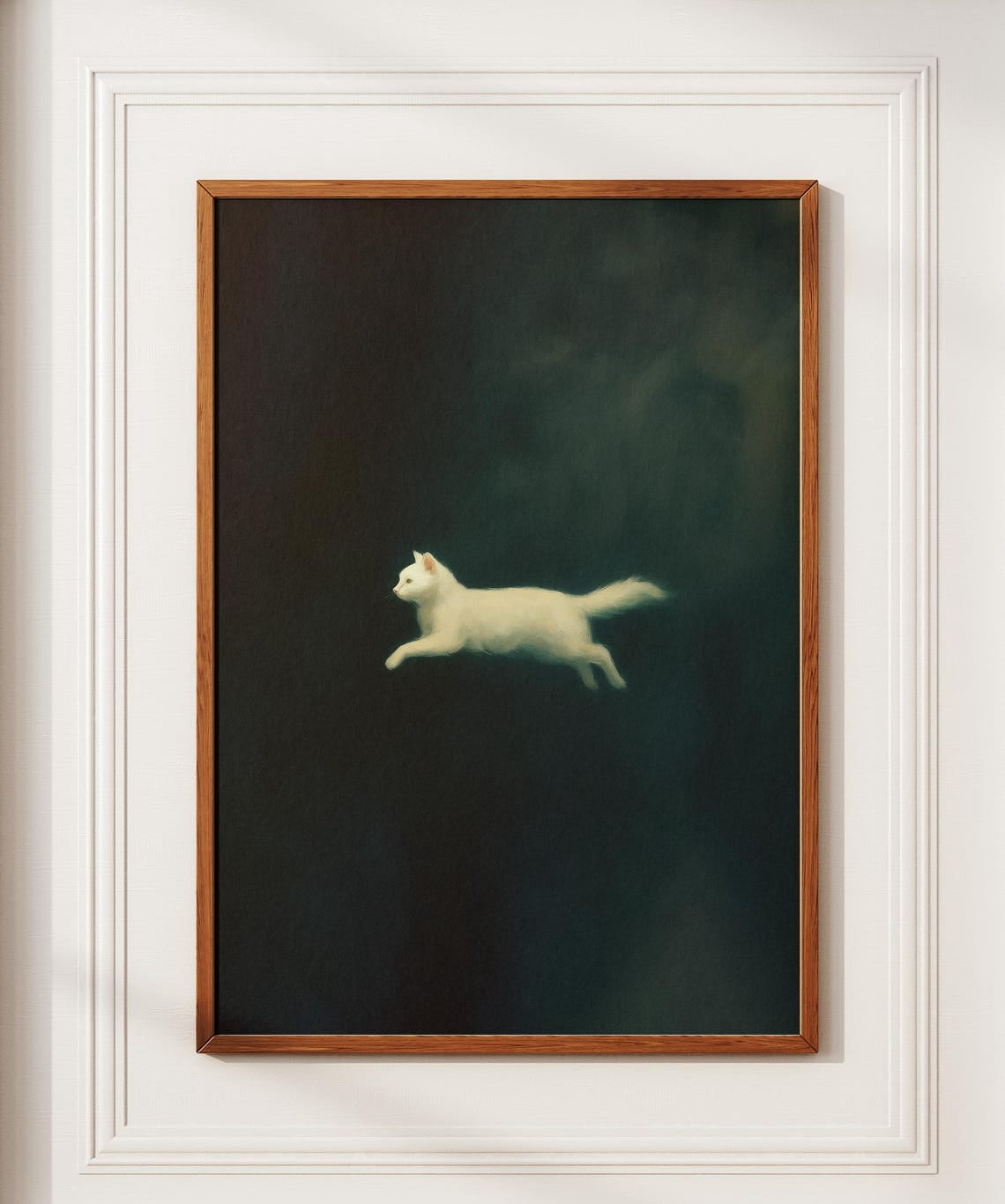 Modroom Vintage Dark Blue Cat Print Abstract Cat Wall Art Poster ...