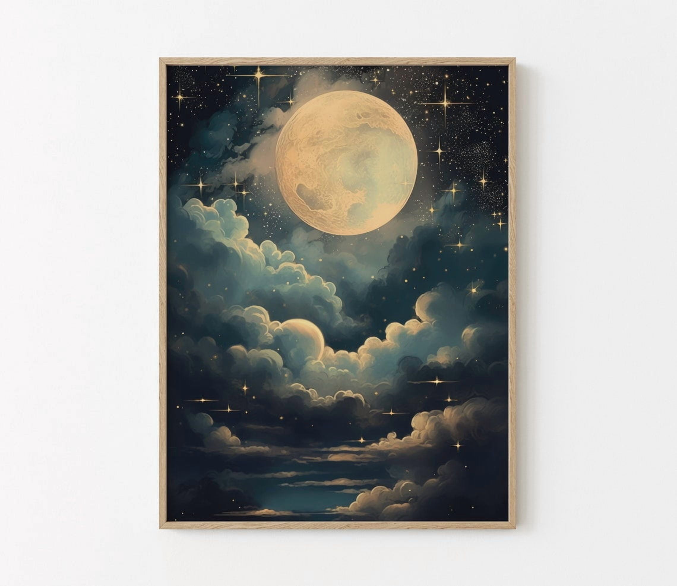 Modroom Vintage Enchanting Celestial Moon Art Print | Dark Academia ...