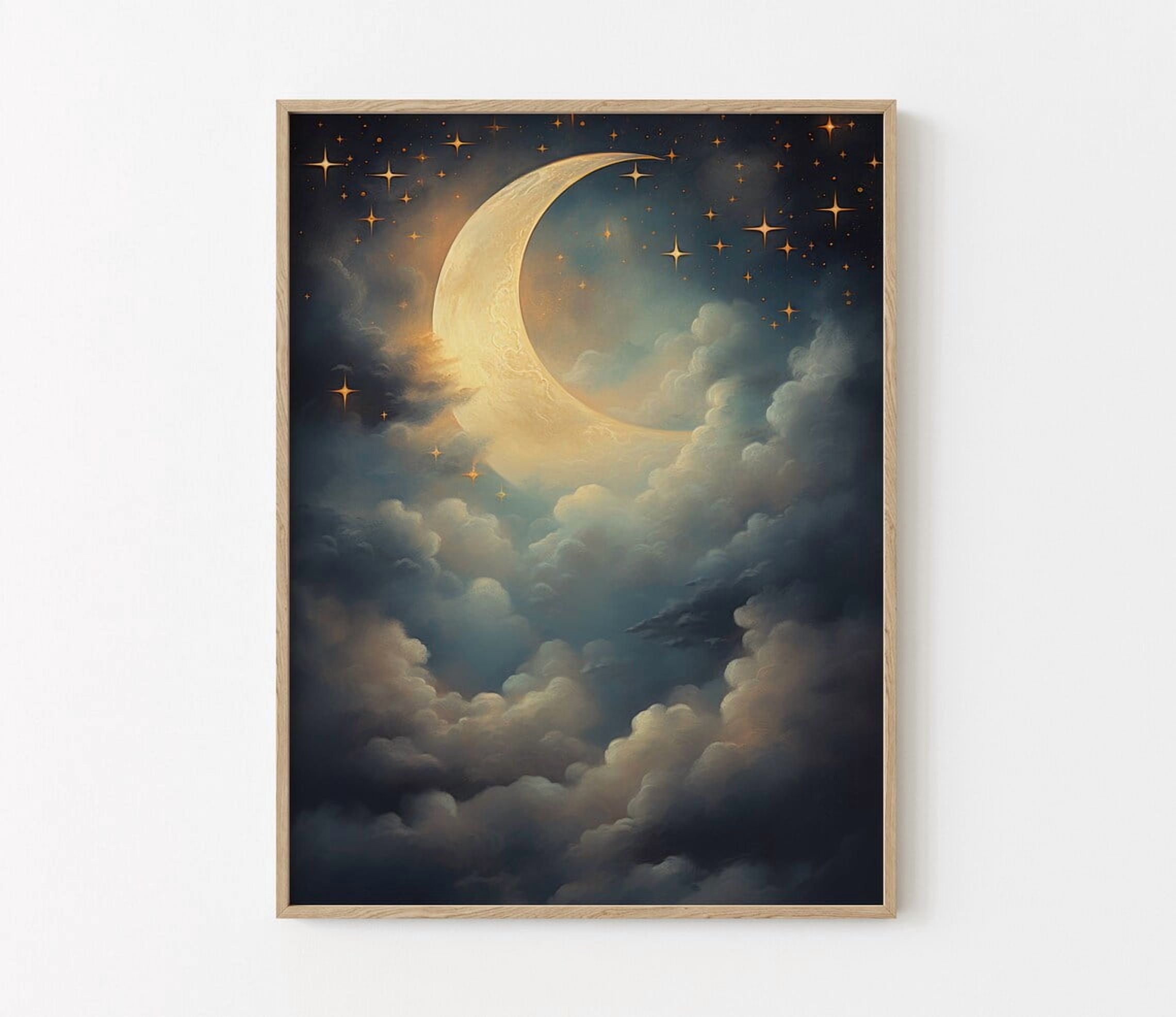 Modroom Vintage Enchanting Celestial Moon Art Print | Dark Academia ...