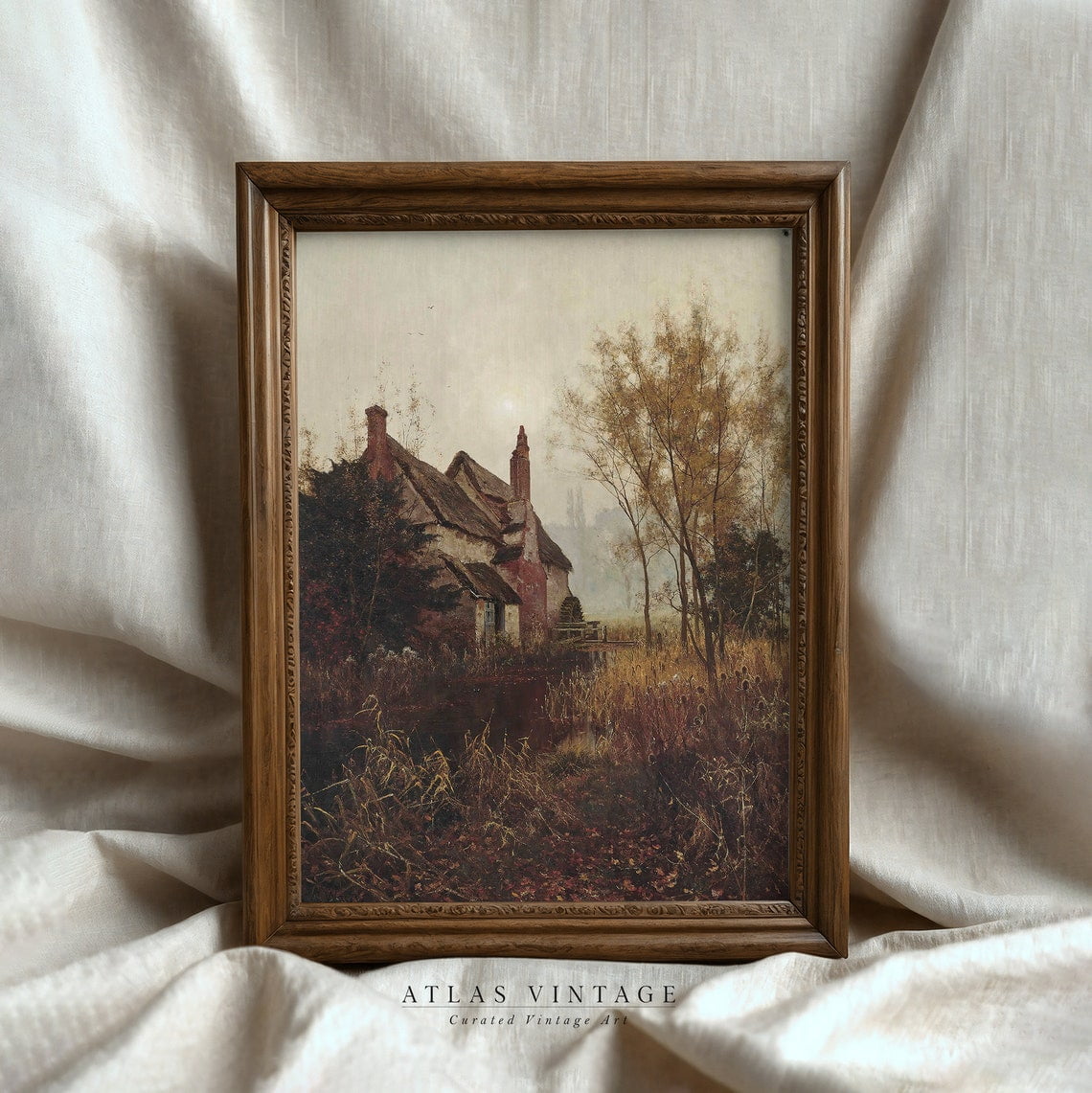 Modroom Vintage Fall Cottage Print | Autumn Landscape | Muted ...