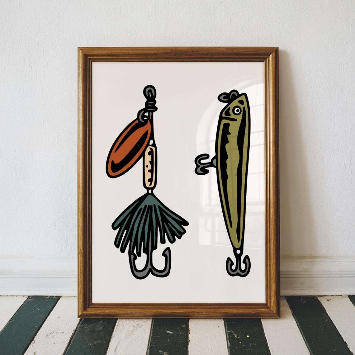 Modroom Vintage Fishing Lures Poster, Antique Unique Poster Animal ...