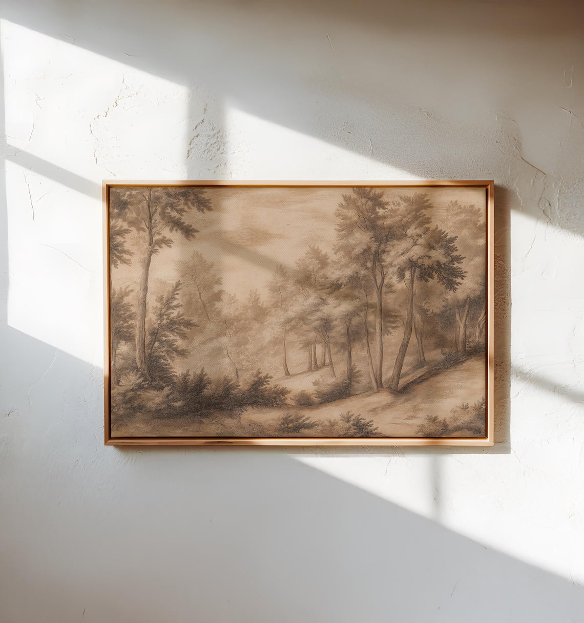Modroom Vintage Forest Landscape Poster, Charcoal Style Artwork ...