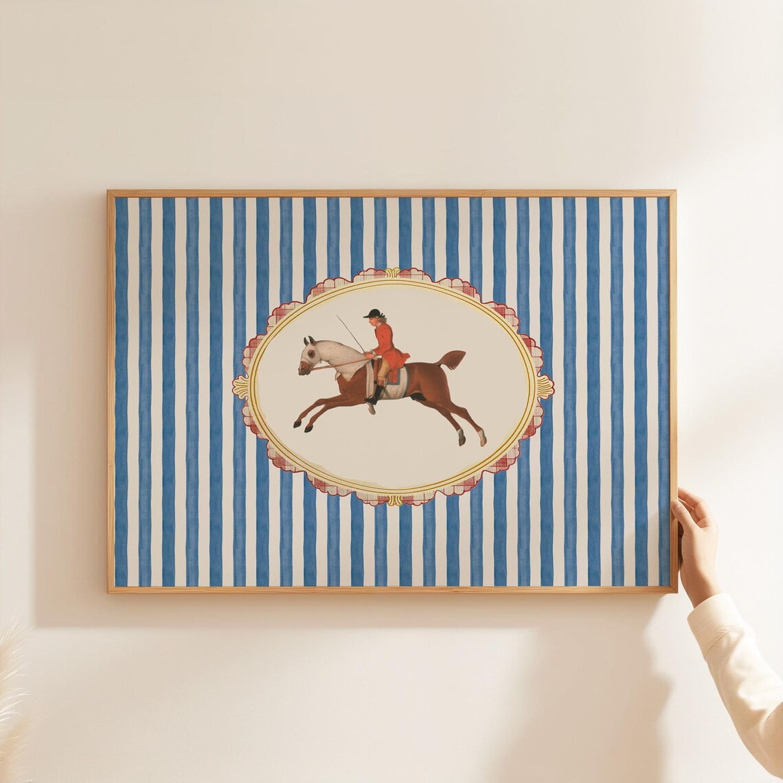 Modroom Vintage Jockey Wall Art Print, Equestrian Horse Rider Decor ...