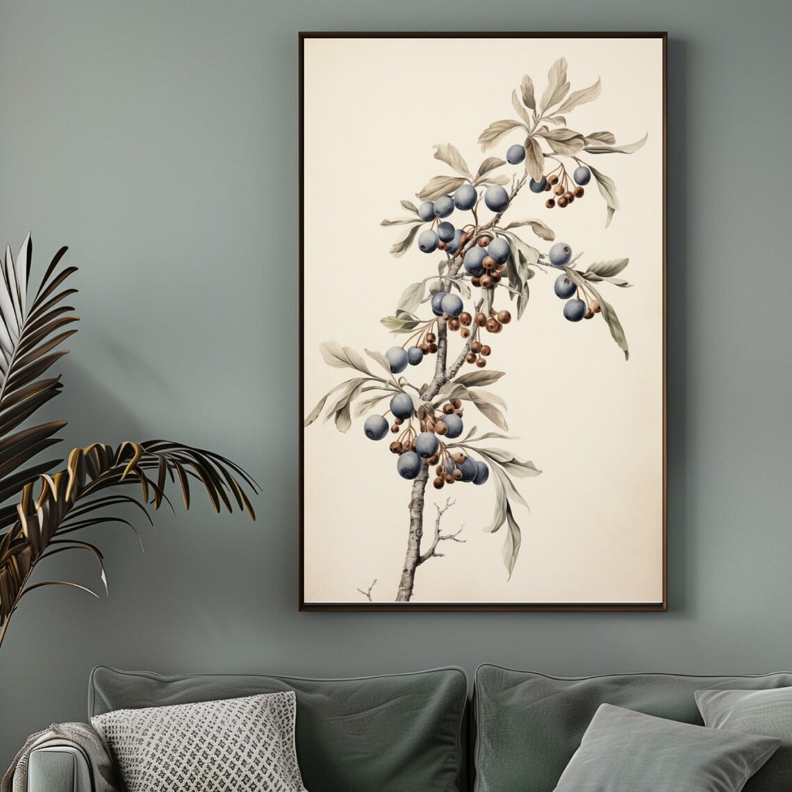 Modroom Vintage Juniper Print Wild Berry Lithograph, Antique Botanical Apothecary Wall Art Gin ...