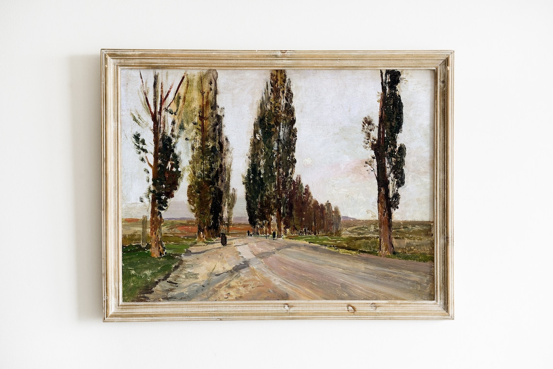 Modroom Vintage Landscape Painting | Avenue Of Poplars Cypress Trees ...