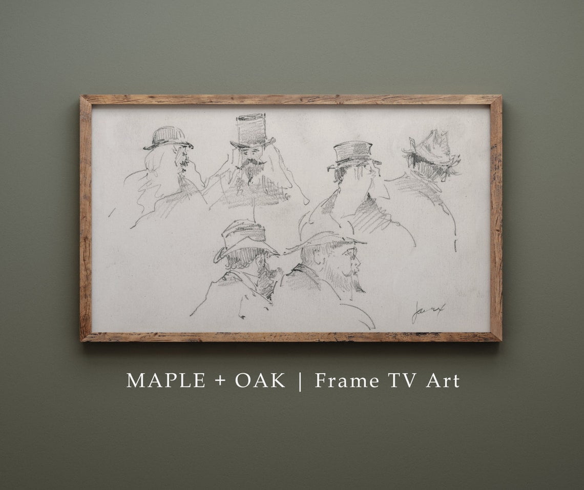Modroom Vintage Men In Hats Sketch | 230 Wall Art, Modern Wall Decor ...