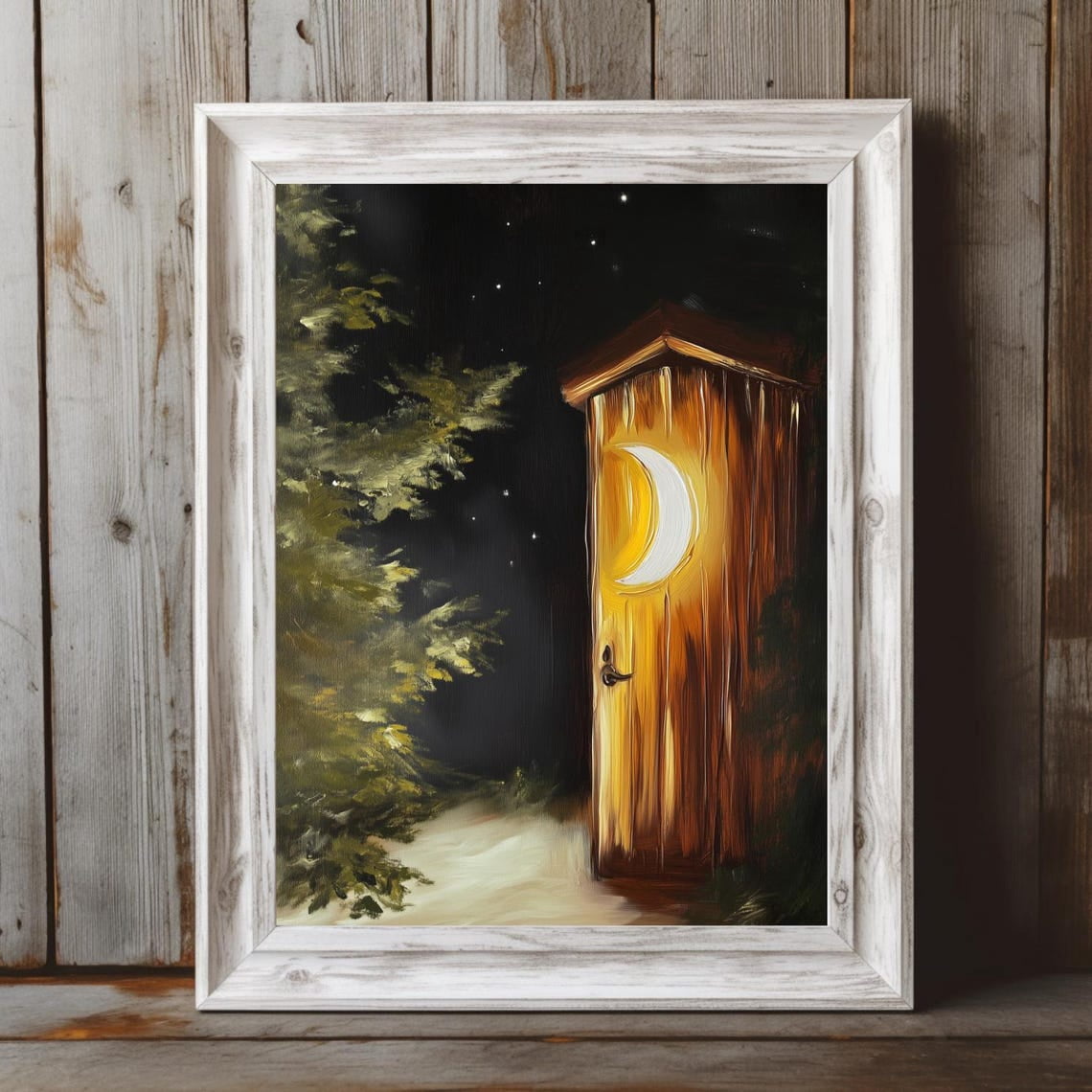 Modroom Vintage Outhouse Print Rustic Cabin Decor, Guest Bathroom Wall ...