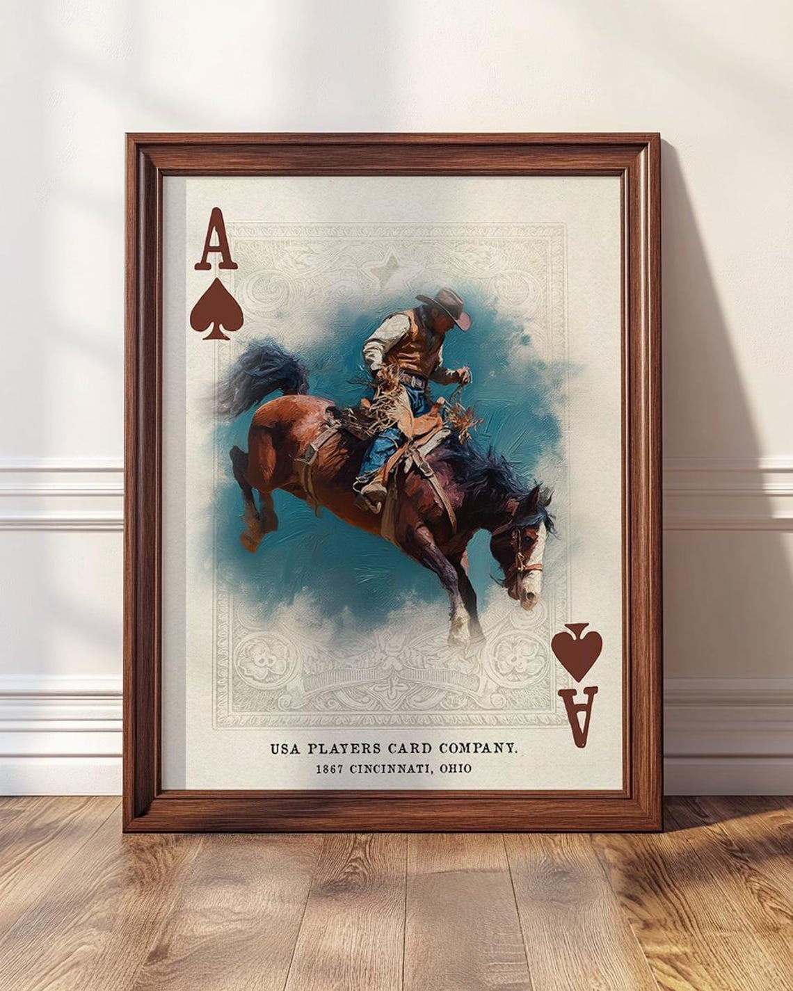 Modroom Vintage Playing Card Rodeo Print Western Living Room Poster ...