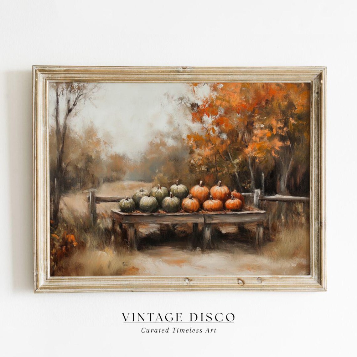 Modroom Vintage Pumpkin Stand Fall Wall Art Print - Rustic Farmhouse ...