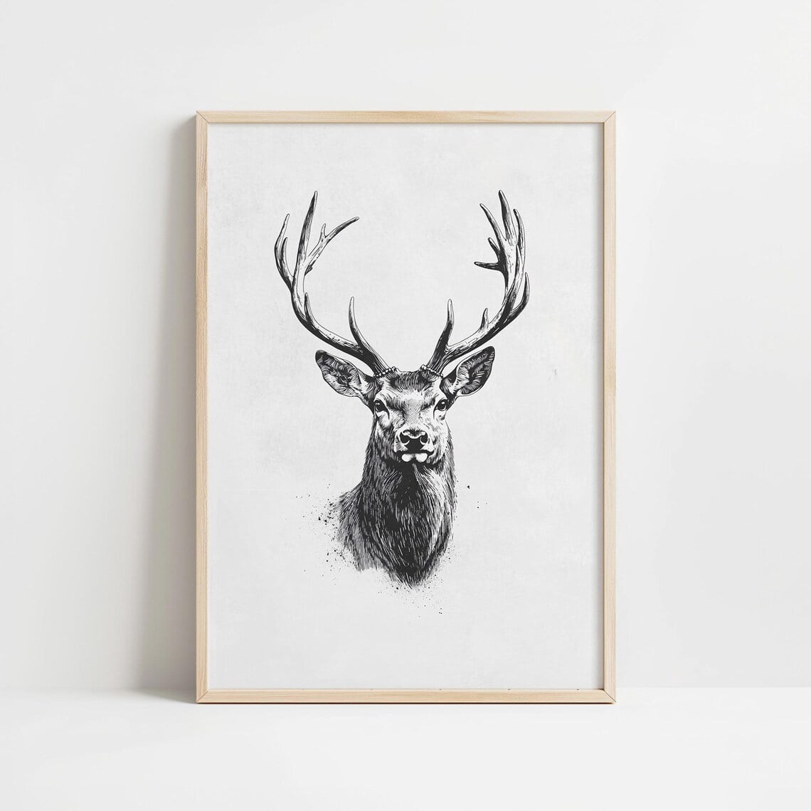 Modroom Vintage Rustic Deer Sketch Wall Art, Neutral Nursery Wall Art ...