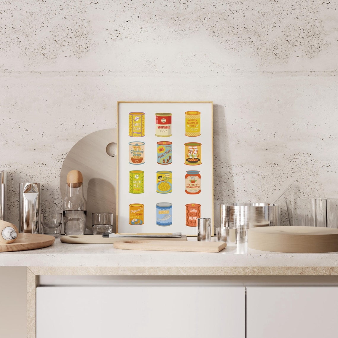 Modroom Vintage Sauce Bottle Poster Pink Art Trendy Kitchen Print Retro ...