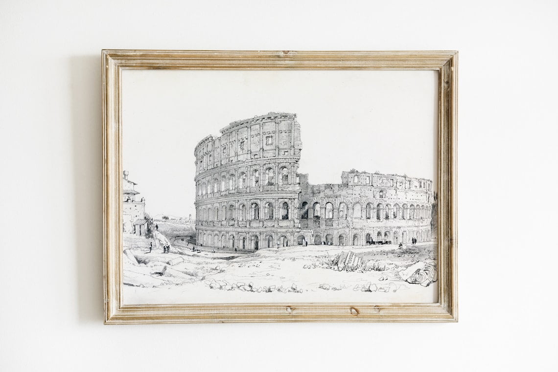 Modroom Vintage Sketch Of Colosseum In Rome | Vintage Roman ...