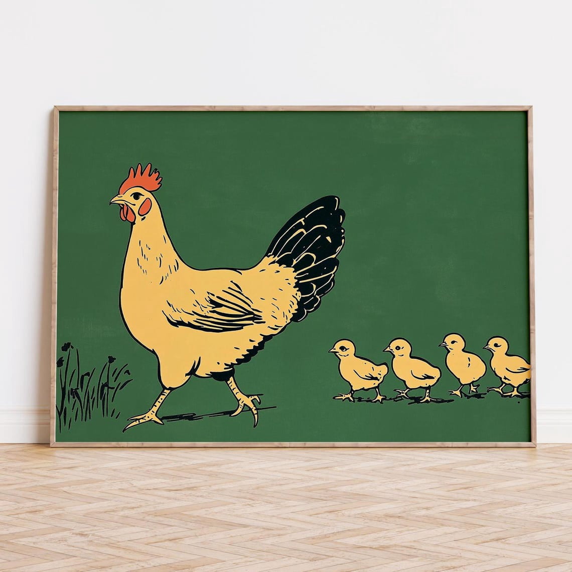 Modroom Vintage Style Chicken Art Print, Farmhouse Kitchen Decor, Retro ...