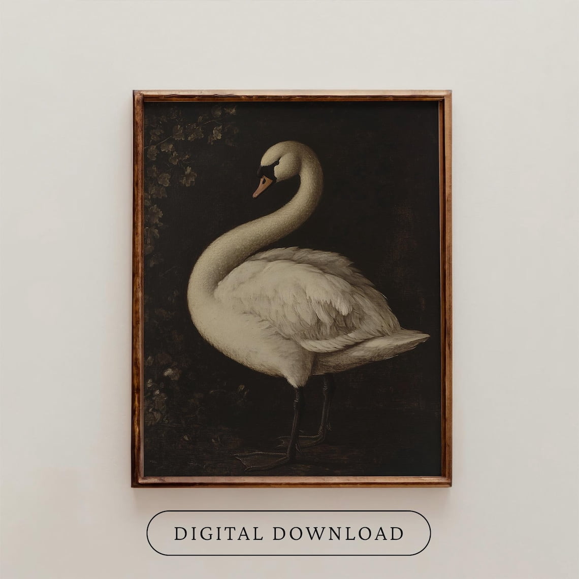 Modroom Vintage Swan Print | Antique Bird Wall Art Moody Farmhouse ...