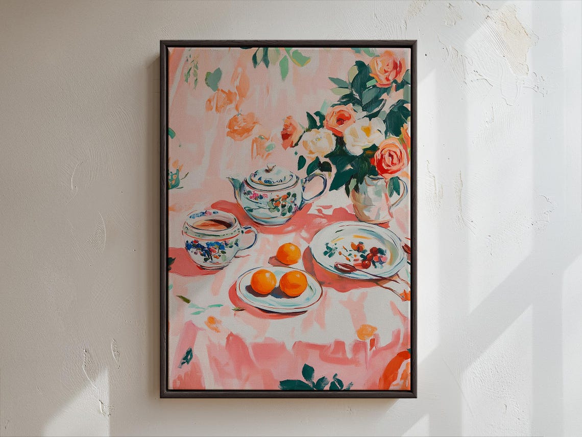 Modroom Vintage Tea Poster Impressionist Afternoon Scene Pastel Kitchen ...