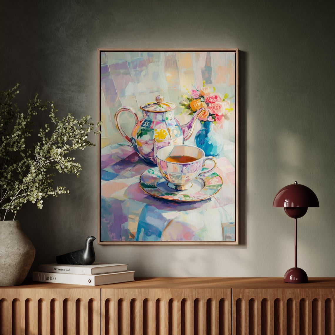 Modroom Vintage Tea Poster Impressionist Pastel Kitchen Print Cozy ...