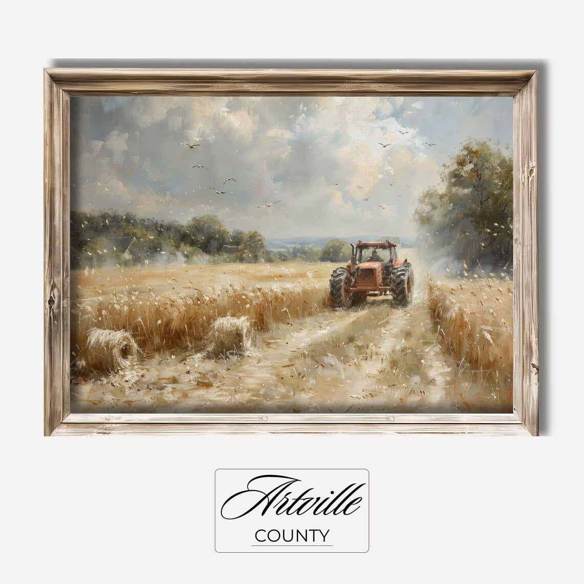 Modroom Vintage Tractor At Field, Farmhouse Wall Art Farm Wall Art ...