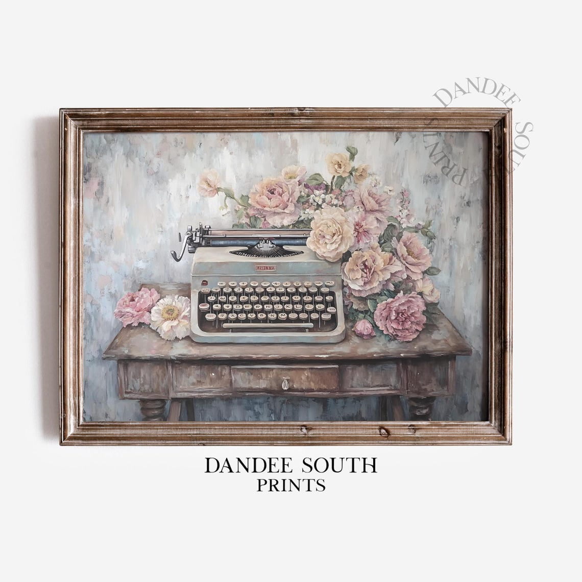 Modroom Vintage Typewriter Poster, Floral Wall Art, Farmhouse Home ...