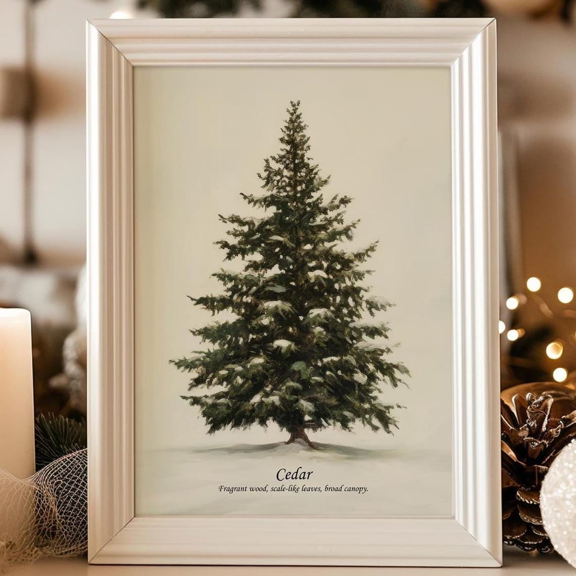 Modroom Vintage Winter Tree Print, Rustic Farmhouse Cedar Poster For ...