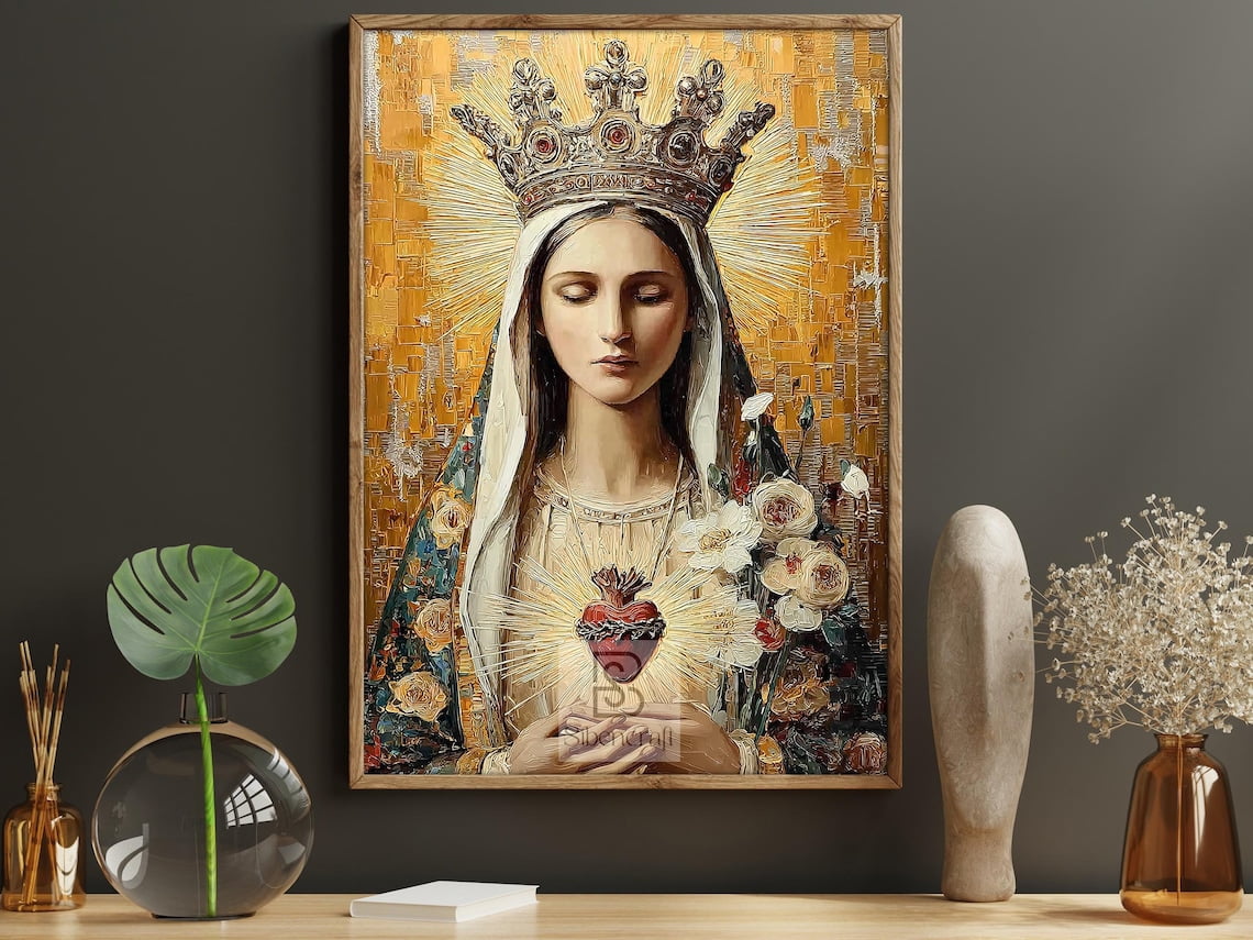 Modroom Virgin Mary Poster, Inspirational Religious Wall Art, Sacred ...