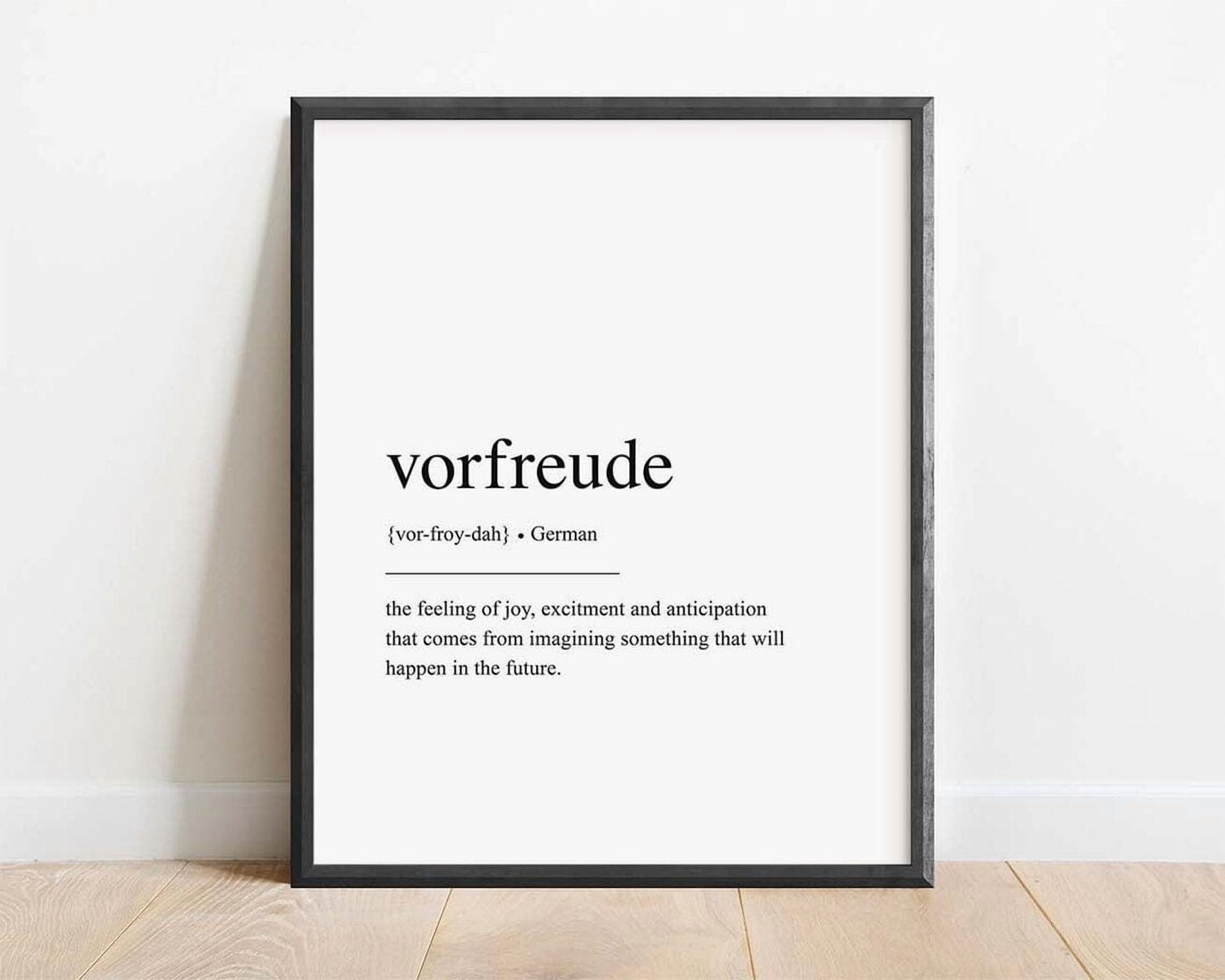 Modroom Vorfreude Definition Poster, German Print, Minimalist Wall Art ...