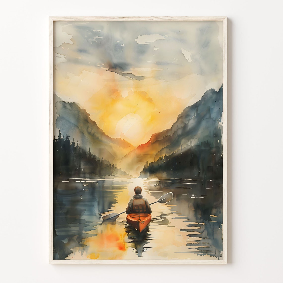 Modroom Watercolor Painting, Travel Poster, Go Kayaking Print ...