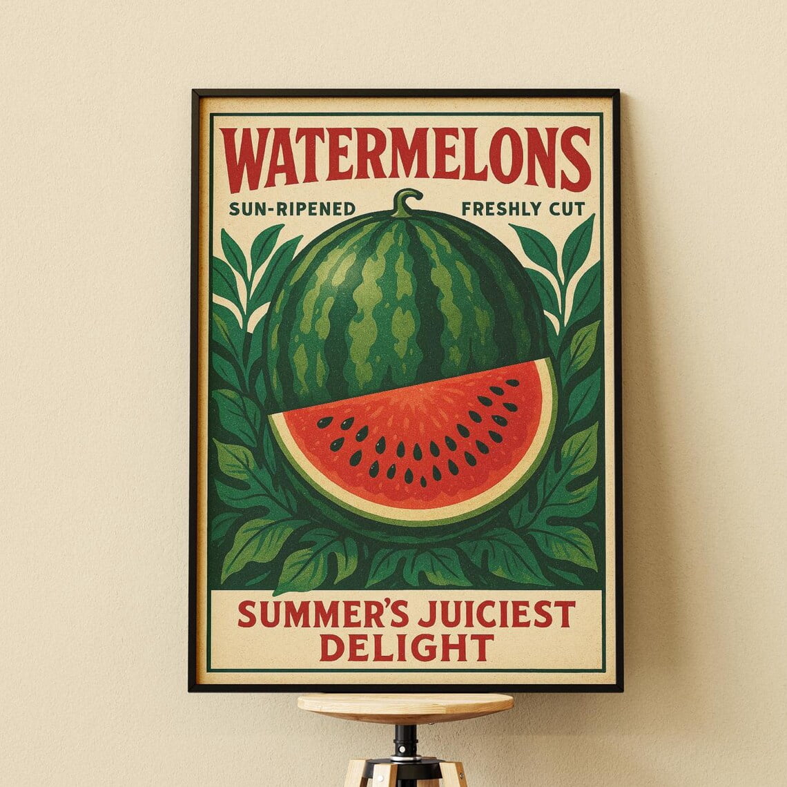 Modroom Watermelon Wall Art, Retro Produce Illustration, Trendy Poster ...