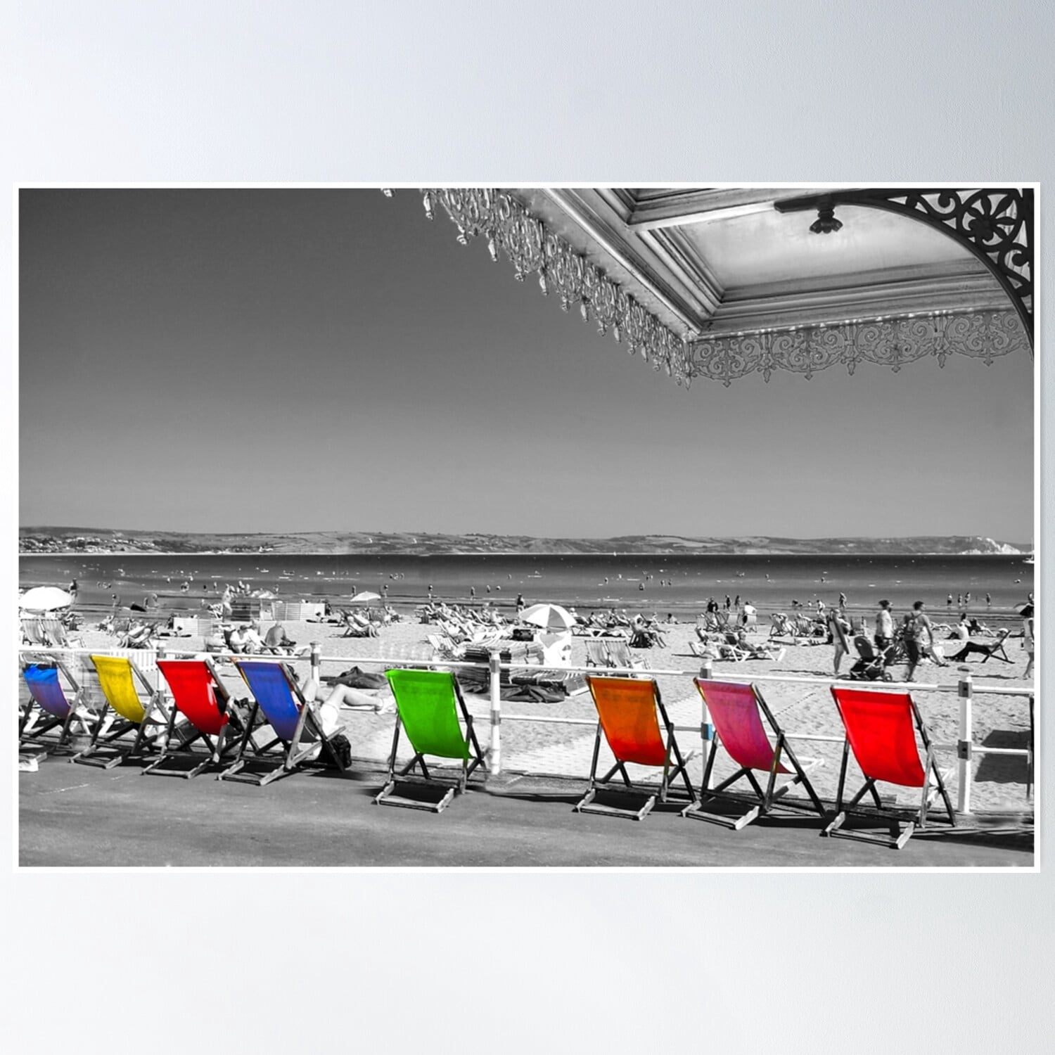 Modroom Weymouth Deckchairs Colour Selection Poster Wall Art, Modern ...