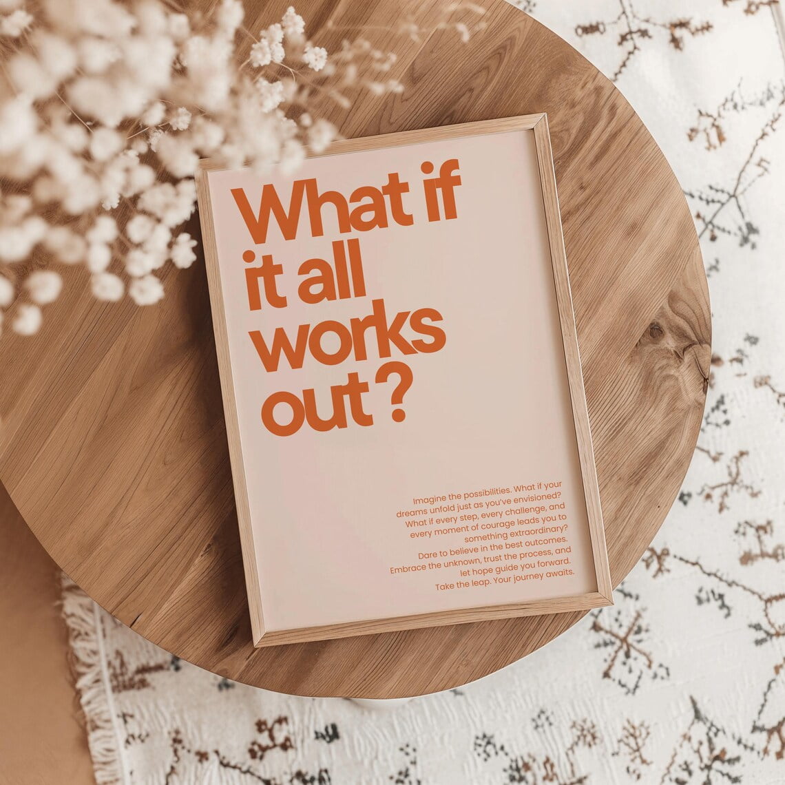 Modroom What If It All Works Out Poster Motivation Poster Orange Typoposter, Modern Wall Art ...