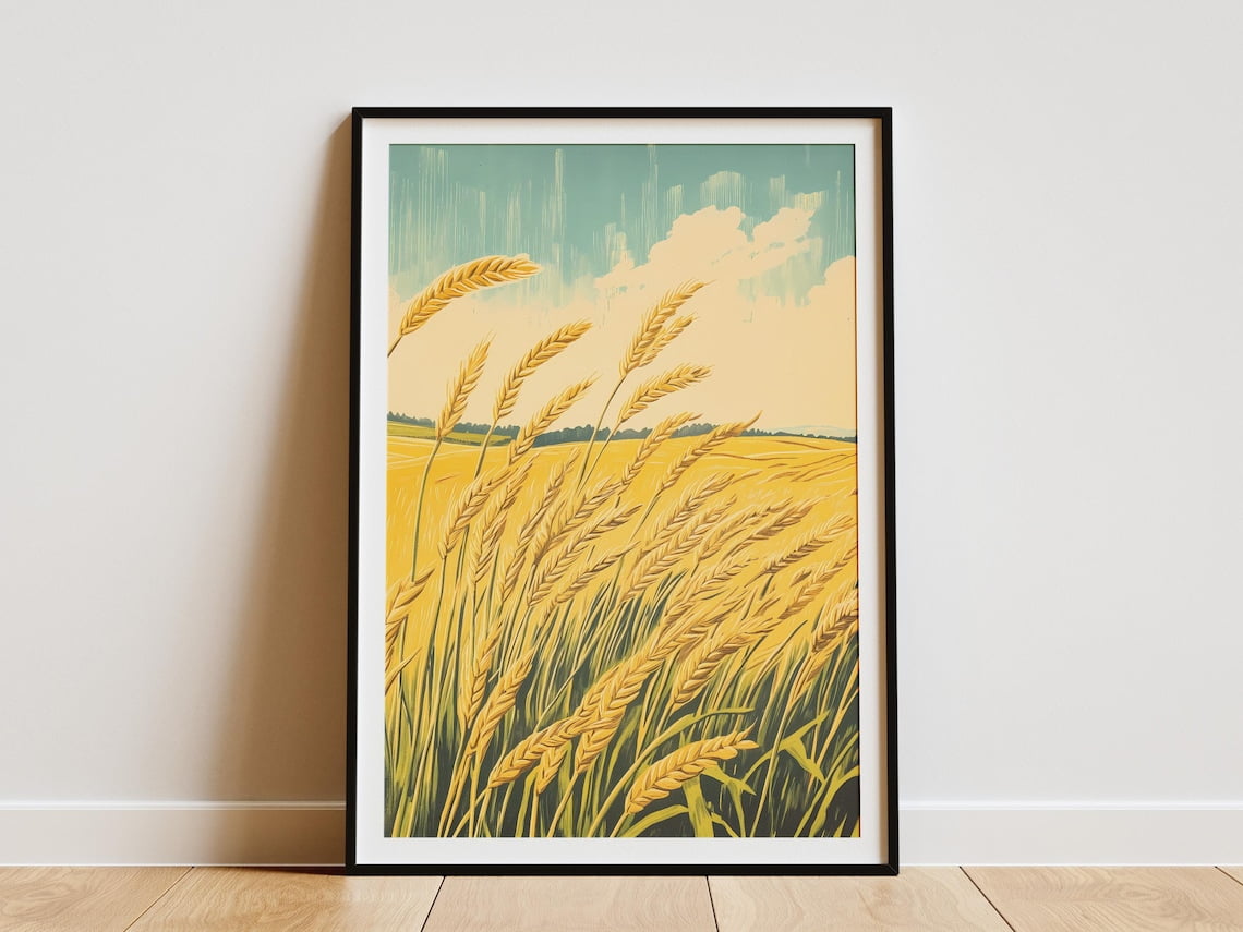 Modroom Wheat Field Poster Summer Landscape Golden Wheat Field ...