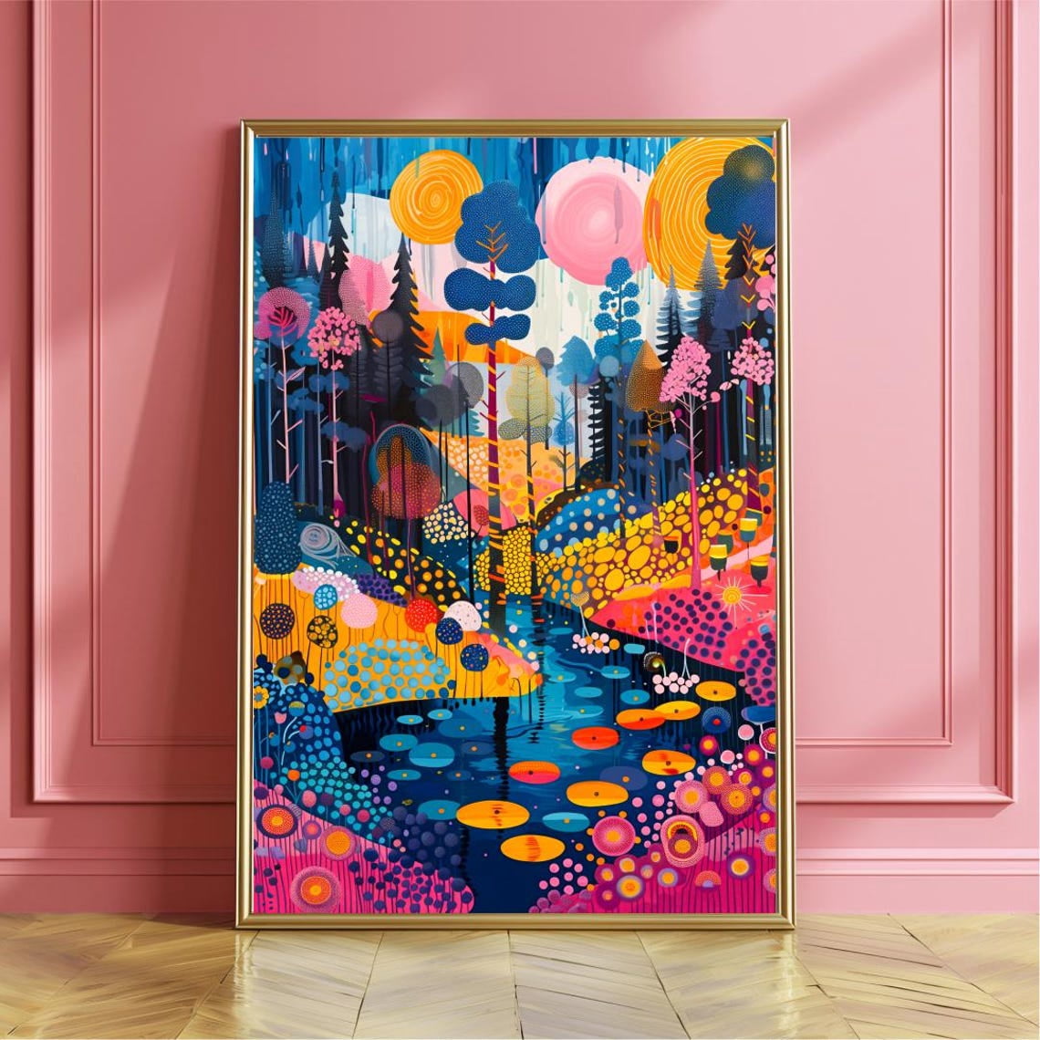 Modroom Whimsical Forest Scenery Art Print, Colorful Magic Fairytale ...